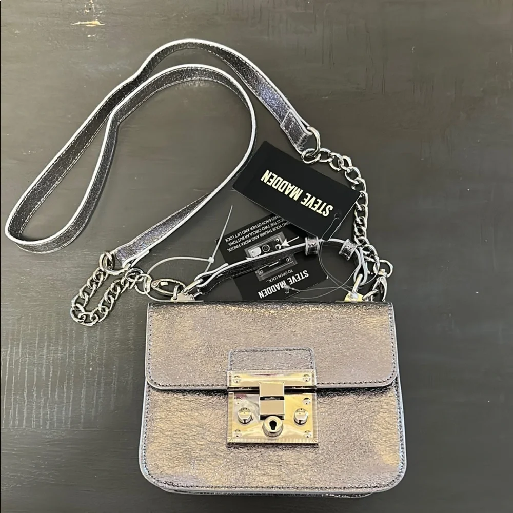 Steve Madden | Bags | Steve Madden Metallic Crossbody Bag With Chain ...